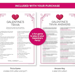 Galentine's Trivia Game, Printable Quiz for a Galentine's Day Party ...