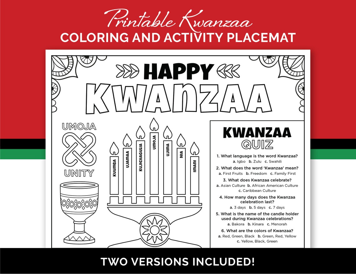 Kwanzaa Kids Coloring and Activities Page, Printable Kids Activity ...