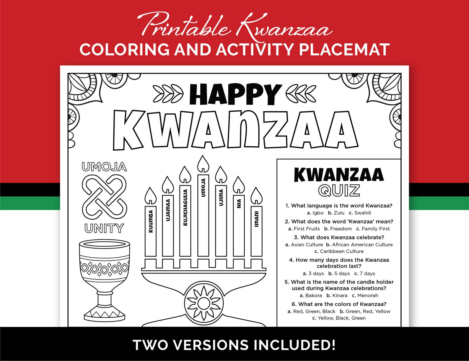 Kwanzaa Kids Coloring and Activities Page, Printable Kids Activity ...