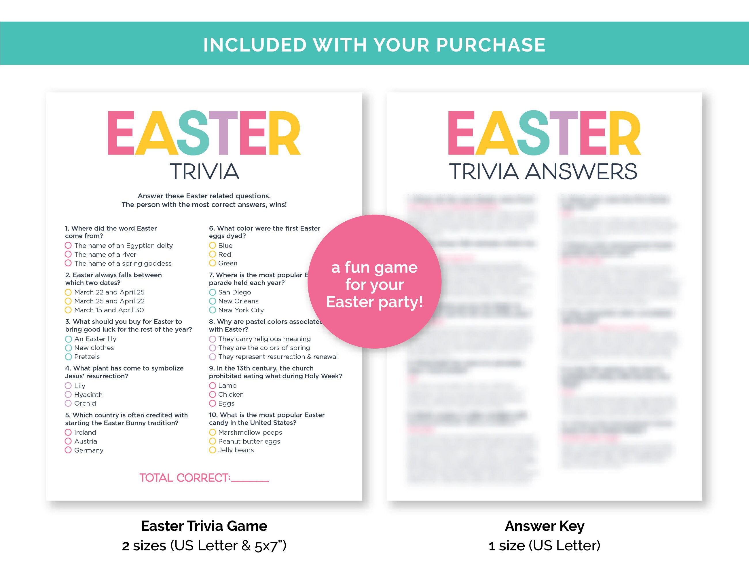 Easter Trivia Game, Printable Quiz With Answers for a Family or ...