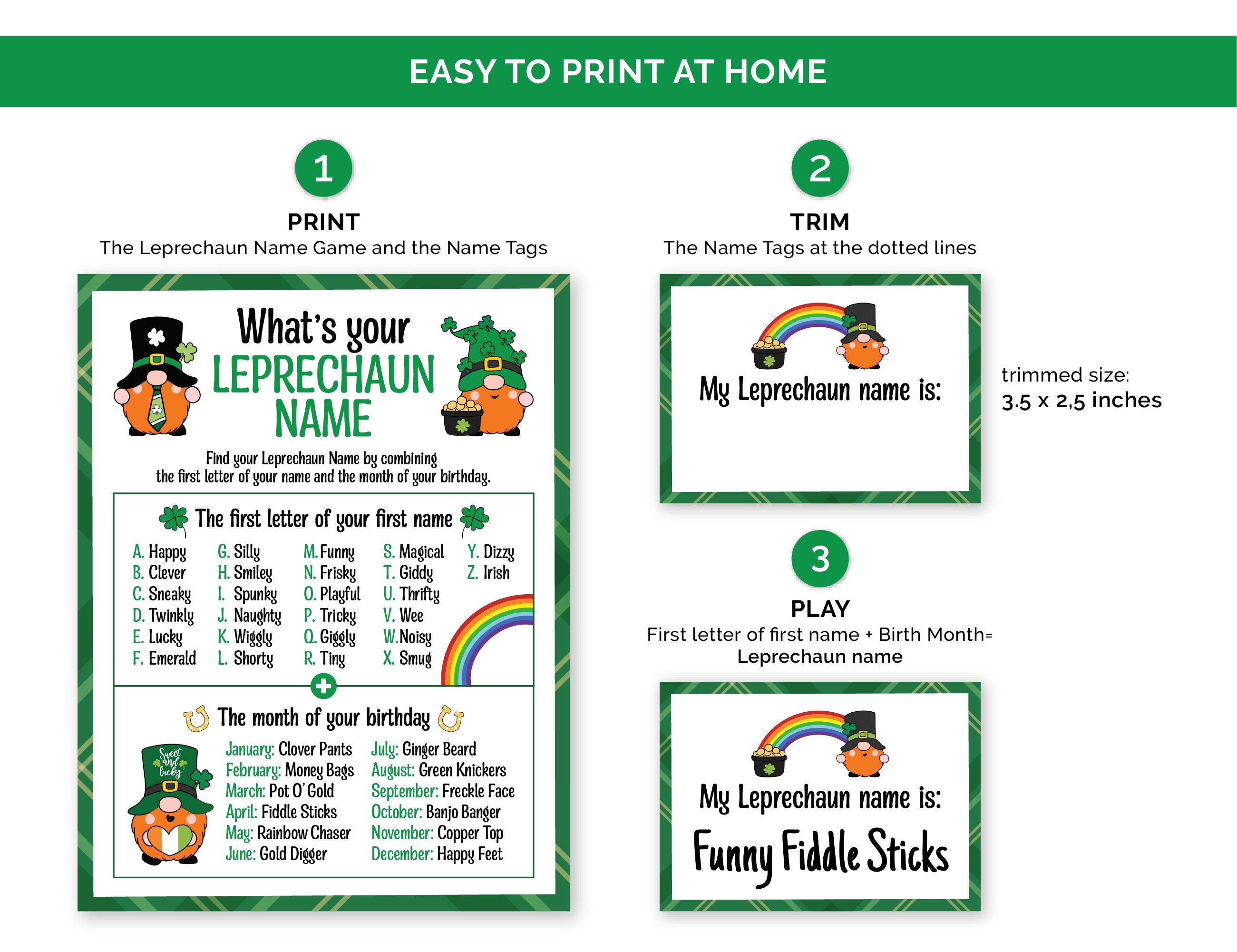 What's Your Leprechaun Name Game, Printable St. Patrick's Day Party ...