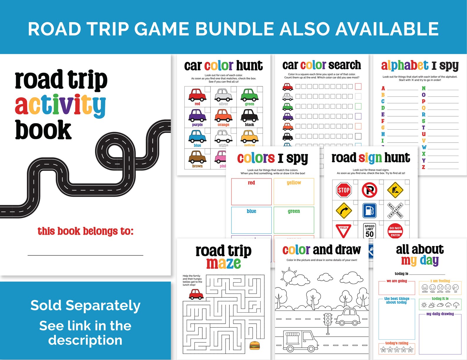 Counting Coloured Cars Printable, Road Trip Game for Kids, Car ...