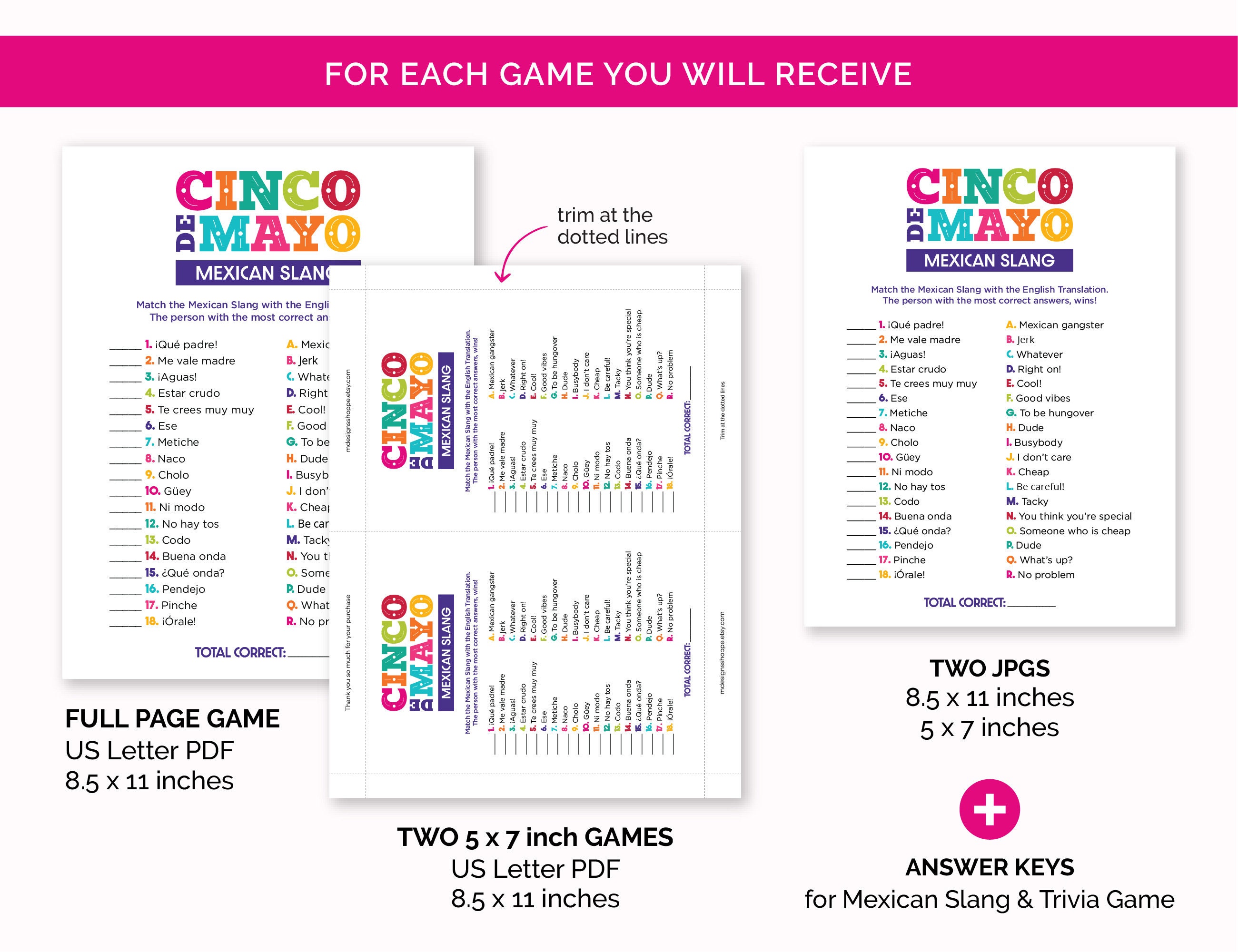 Cinco De Mayo Games Printable Game Bundle for a Cinco De Mayo - Etsy