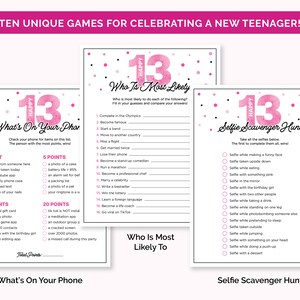 13th Birthday Party Games, Printable Thirteenth Birthday Game Bundle ...