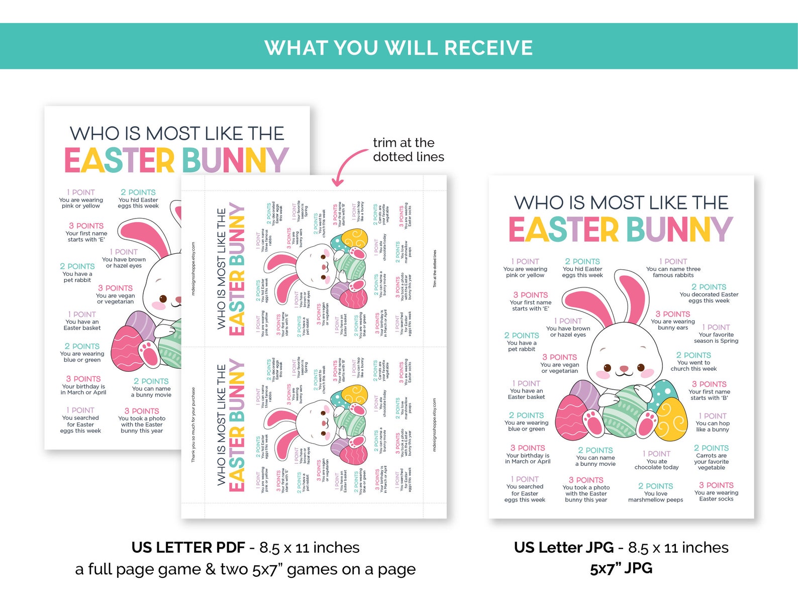 Who is Most Like the Easter Bunny Game, Printable Easter Party Game for ...