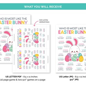 Who is Most Like the Easter Bunny Game, Printable Easter Party Game for ...