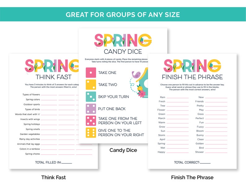 Spring Games Bundle, Printable Spring Party Games for Kids, Teens and ...
