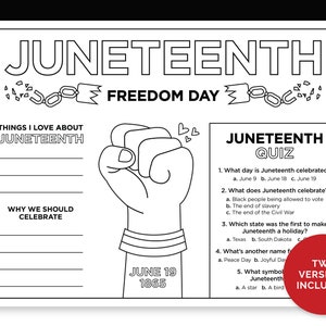Juneteenth Kids Coloring and Activities Page Printable Kids - Etsy