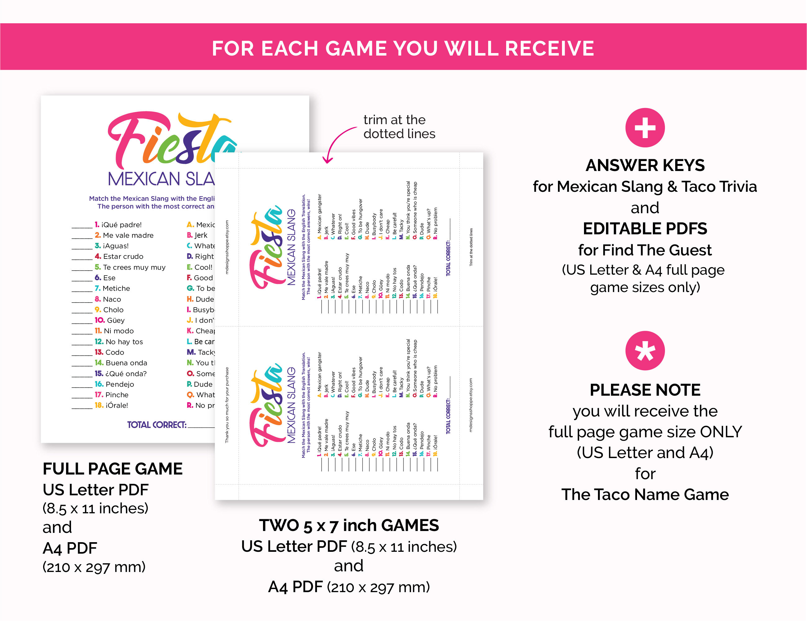 Fiesta Games Bundle Printable Mexican Party Games for a - Etsy