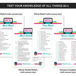 80s Party Games, Printable Games Bundle for an 80s-themed Party, Fun ...