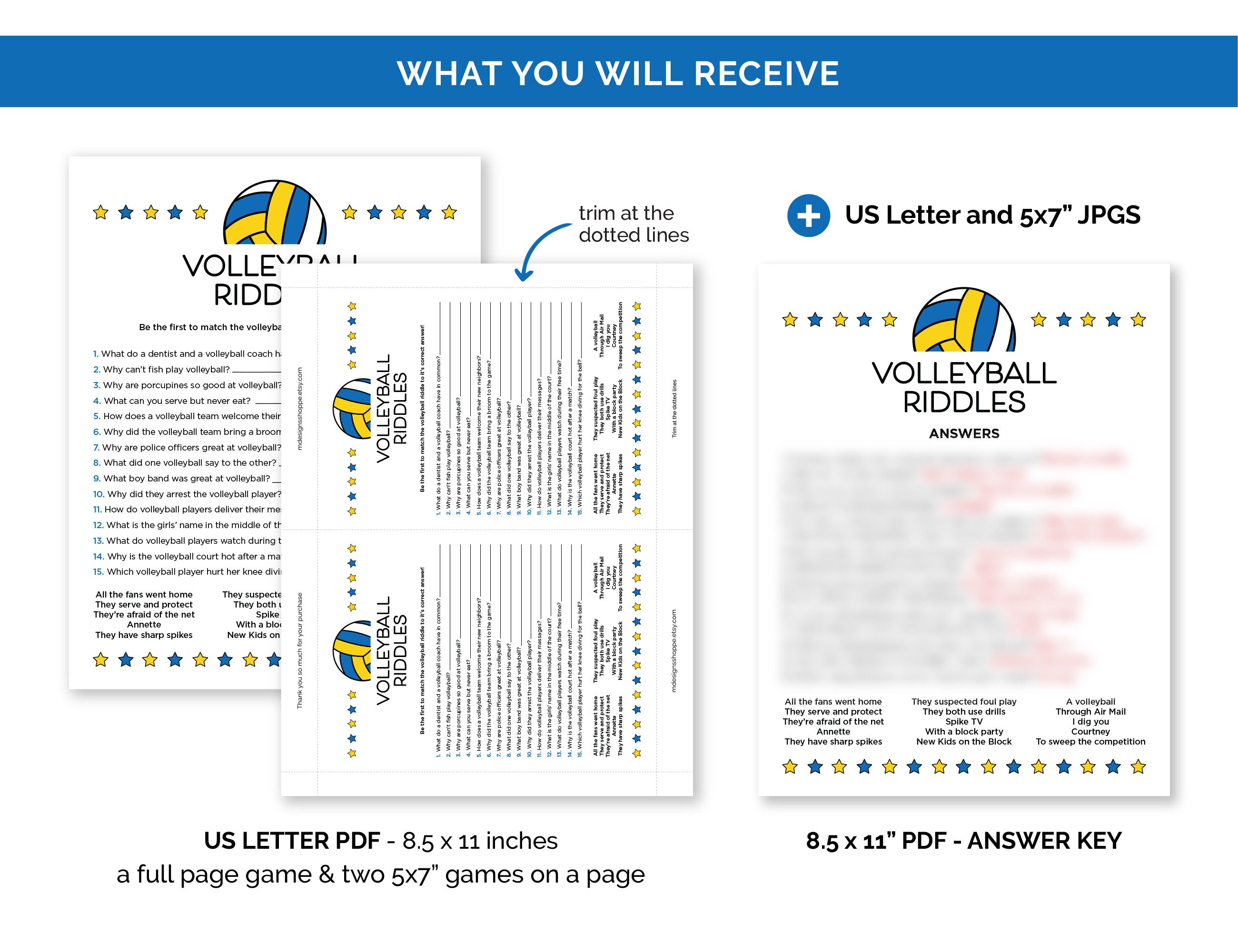 Volleyball Riddles, Printable Riddle Me This Game for a Volleyball Team ...