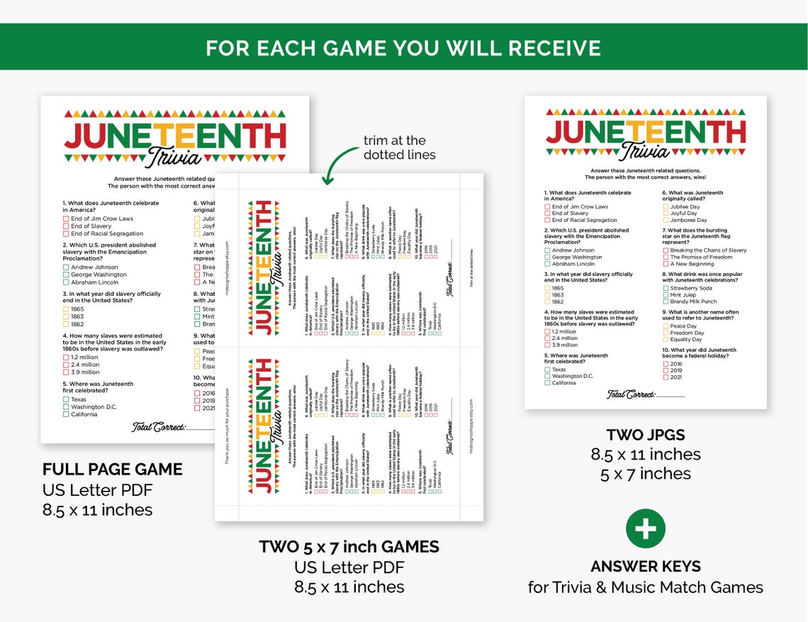 Juneteenth Games Printable Game Bundle for Family or - Etsy Canada