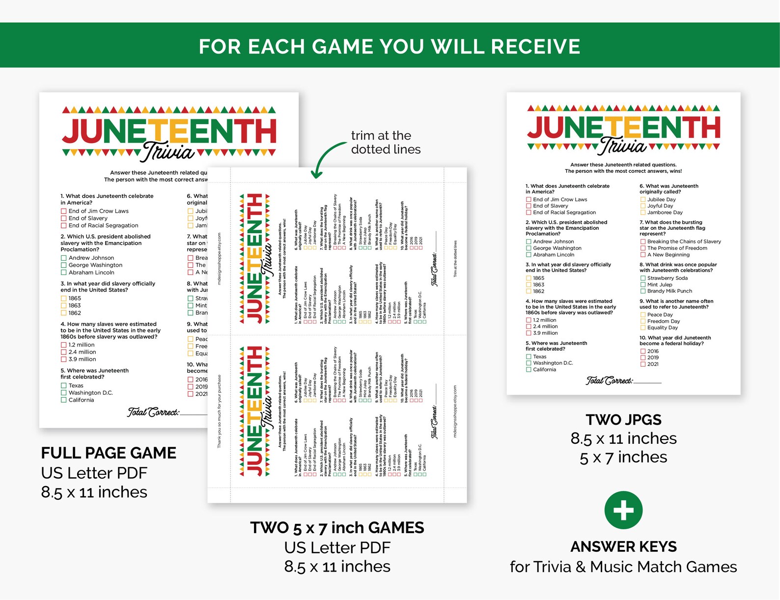 Juneteenth Games Printable Game Bundle for Family or - Etsy