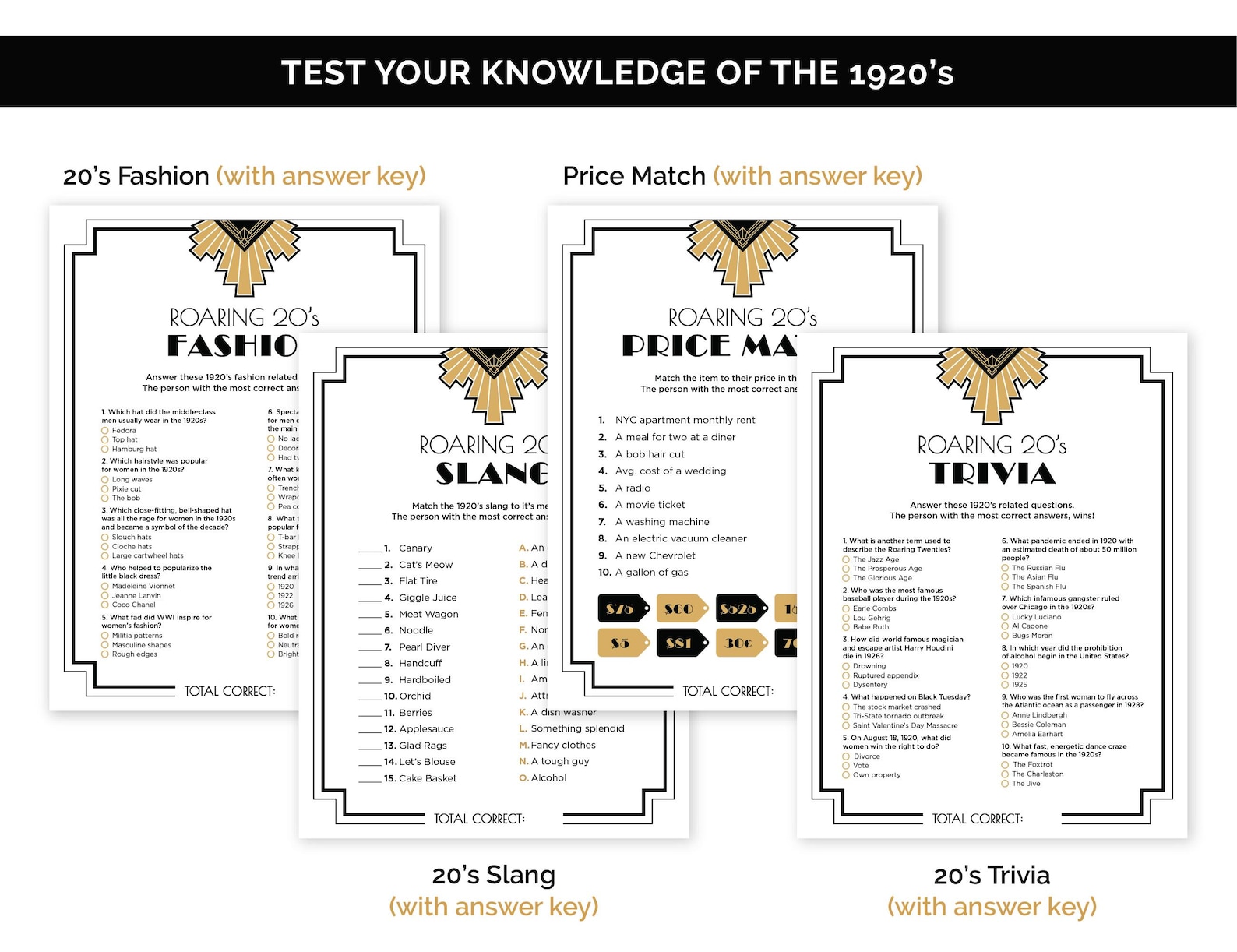 1920s Party Games, Printable Games Bundle for a Roaring Twenties Party ...