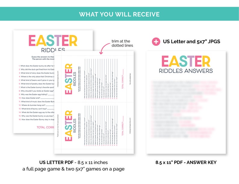 Easter Riddles, Printable Riddle Me This Game for a Family Easter Party ...