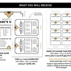 What's Your 1920s Name Game, Printable Roaring Twenties Game, 20s Name ...