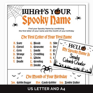Halloween Name Game, Printable What's Your Spooky Name Game for a ...