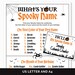 Halloween Name Game, Printable What's Your Spooky Name Game for a ...