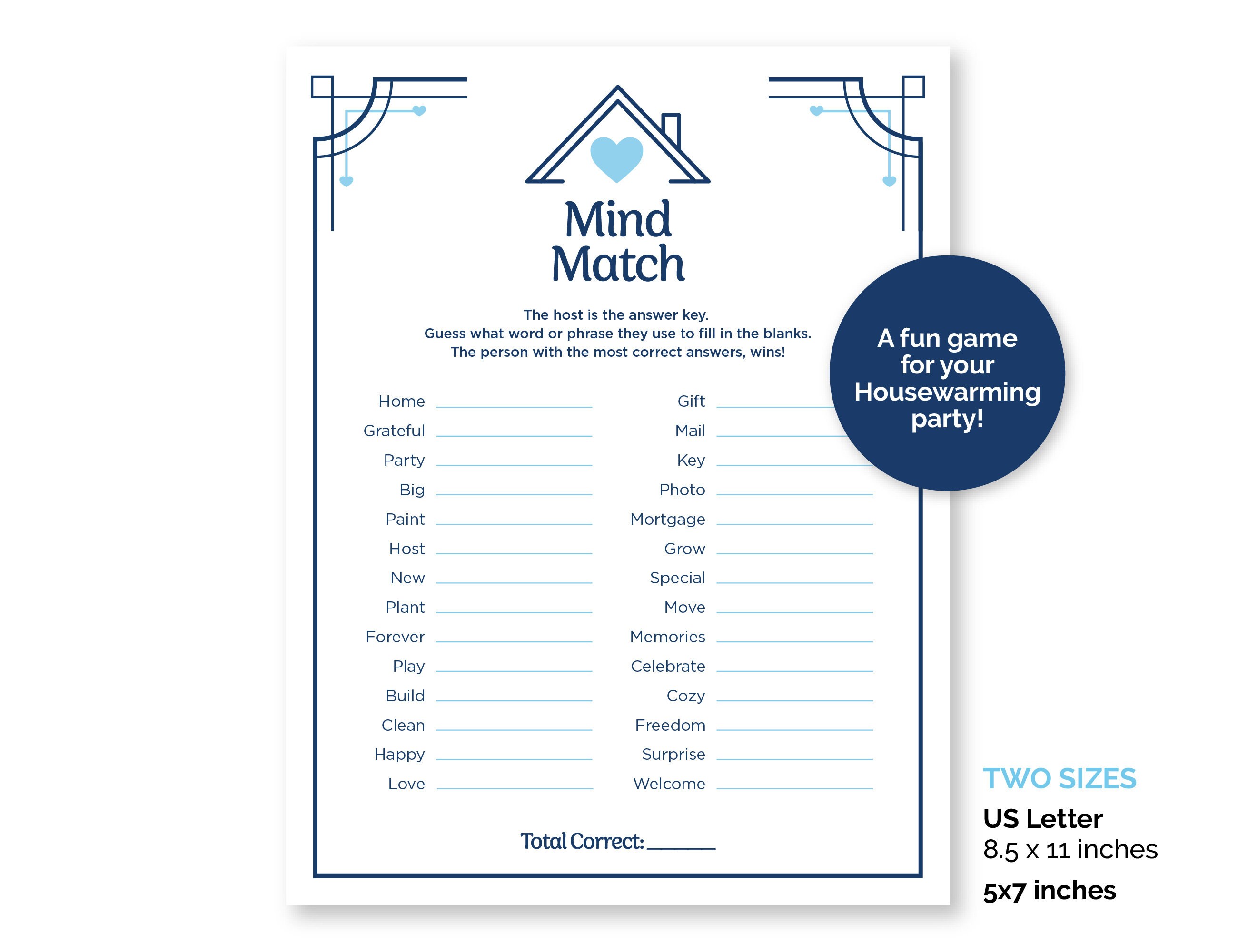 Housewarming Mind Match Game, Printable Finish the Phrase for a ...