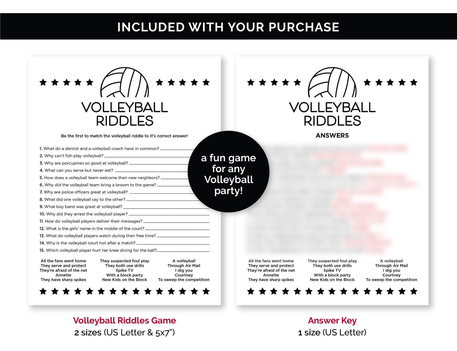 Volleyball Riddles, Printable Riddle Me This Game for a Volleyball Team ...