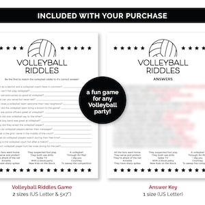 Volleyball Riddles, Printable Riddle Me This Game for a Volleyball Team ...