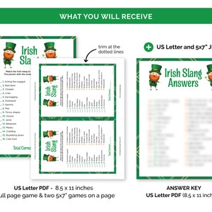St. Patrick's Day Irish Slang Game, St. Paddy's Day Matching Game for ...