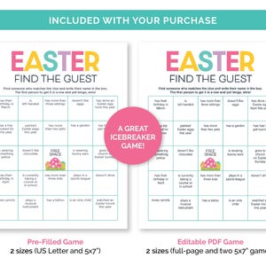 Editable Easter Find the Guest Bingo, Icebreaker Game for an Easter ...