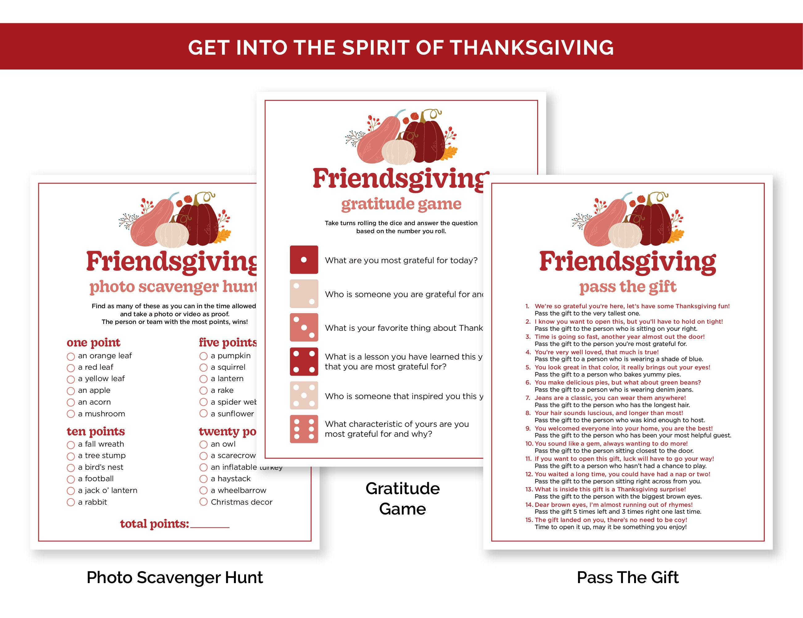 Friendsgiving Games for Adults, Printable Thanksgiving Games Bundle for ...