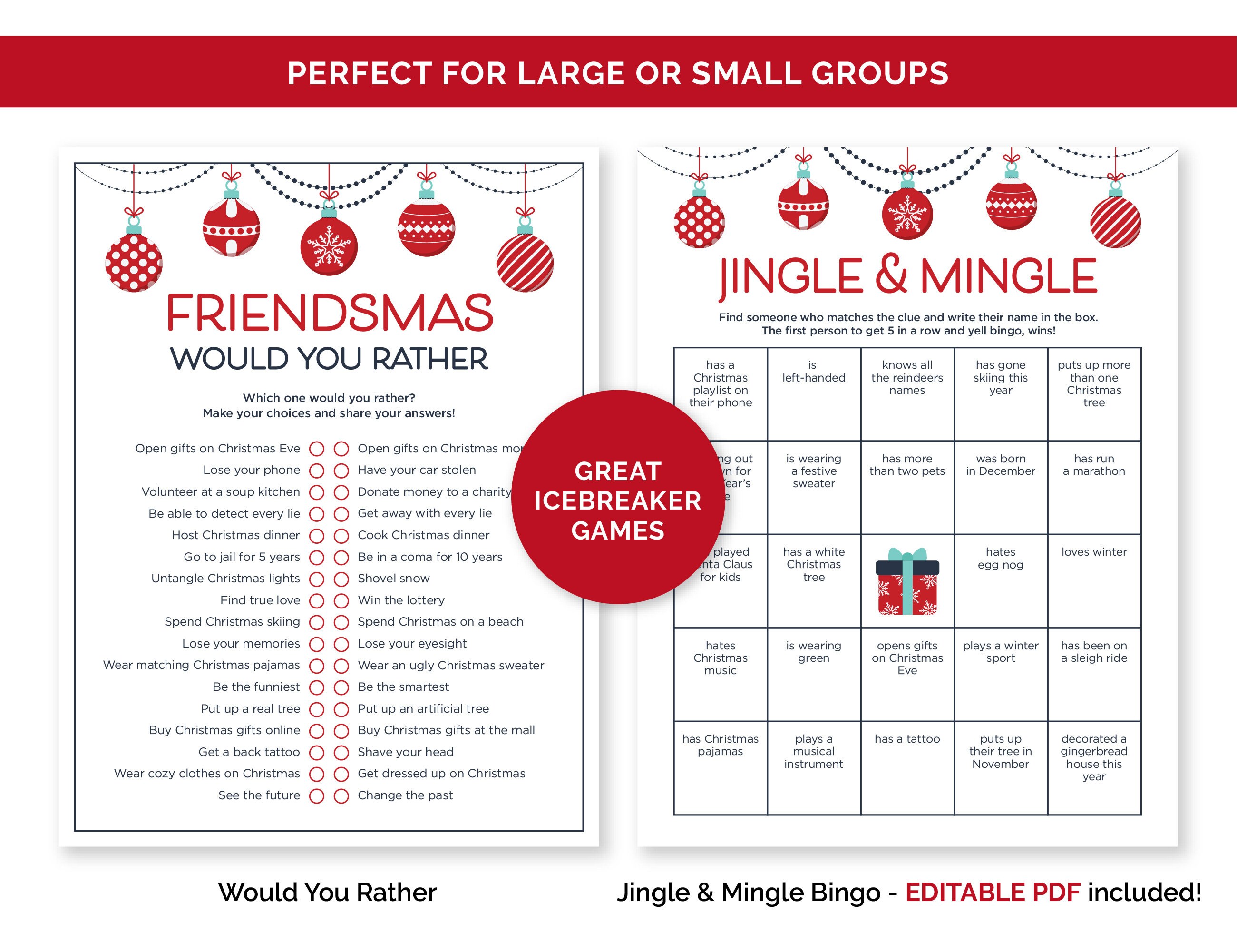 Friendsmas Games, Printable Holiday Party Games Bundle for Friends ...