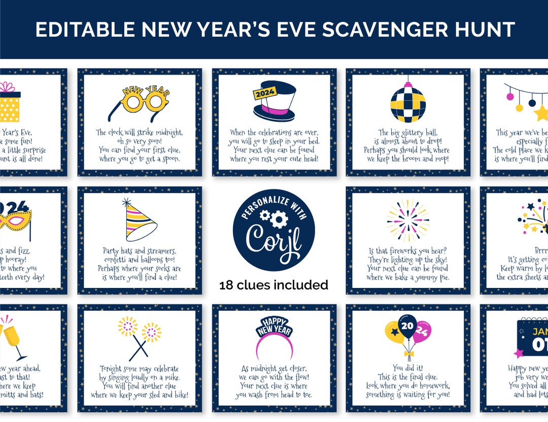 Editable 2024 New Year's Eve Scavenger Hunt for Kids Fun - Etsy Australia