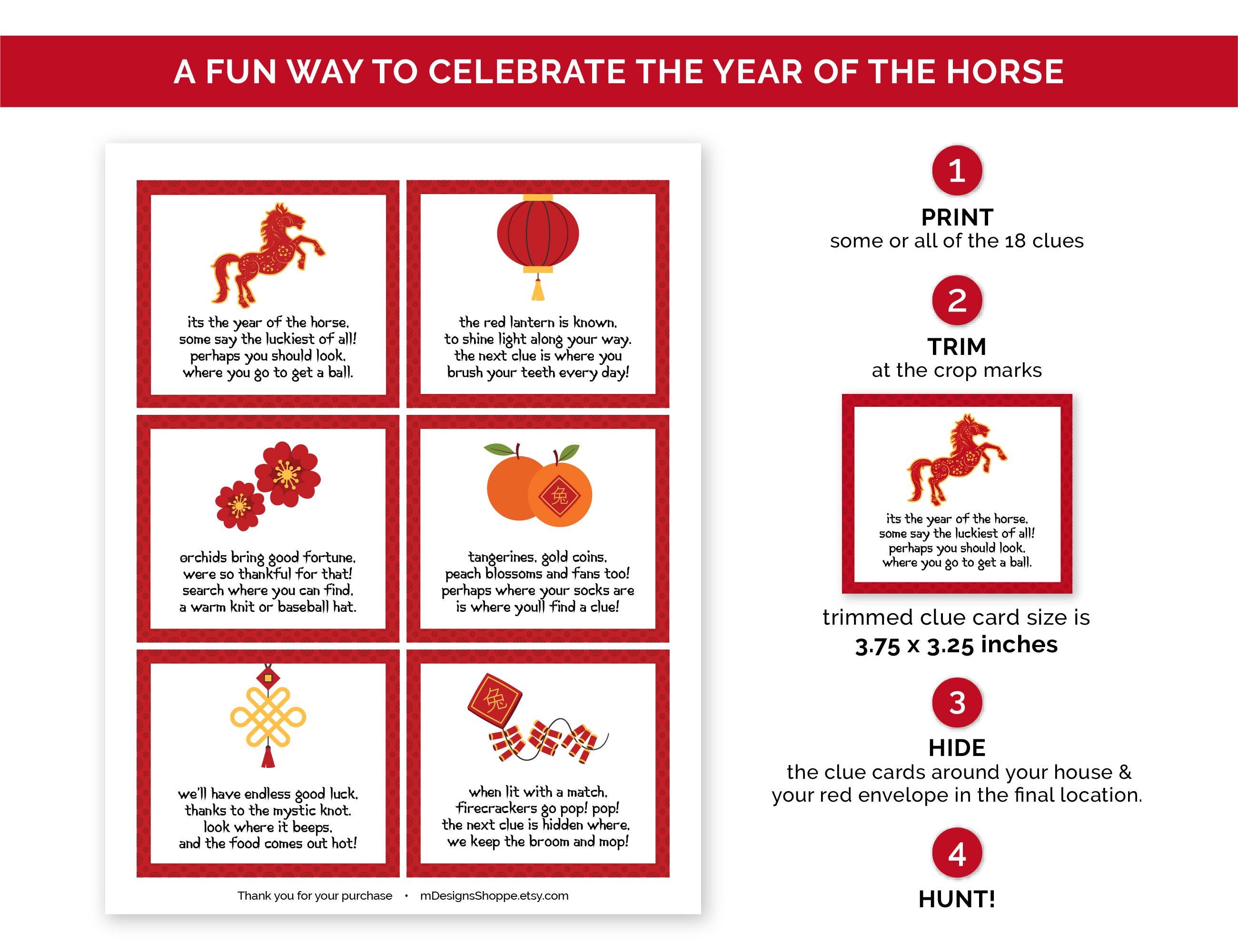 Chinese New Year Scavenger Hunt for Kids, Printable 2026 Lunar New Year ...
