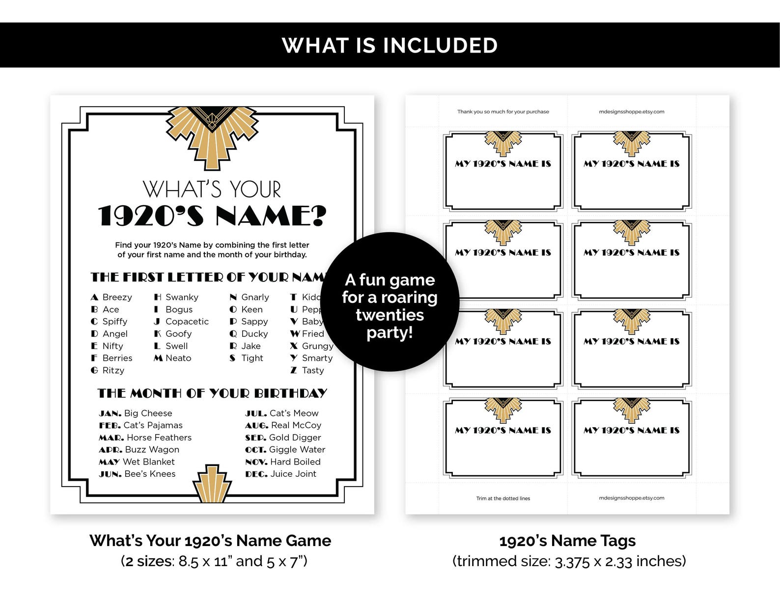 What's Your 1920s Name Game, Printable Roaring Twenties Game, 20s Name ...