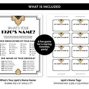 What's Your 1920s Name Game, Printable Roaring Twenties Game, 20s Name ...