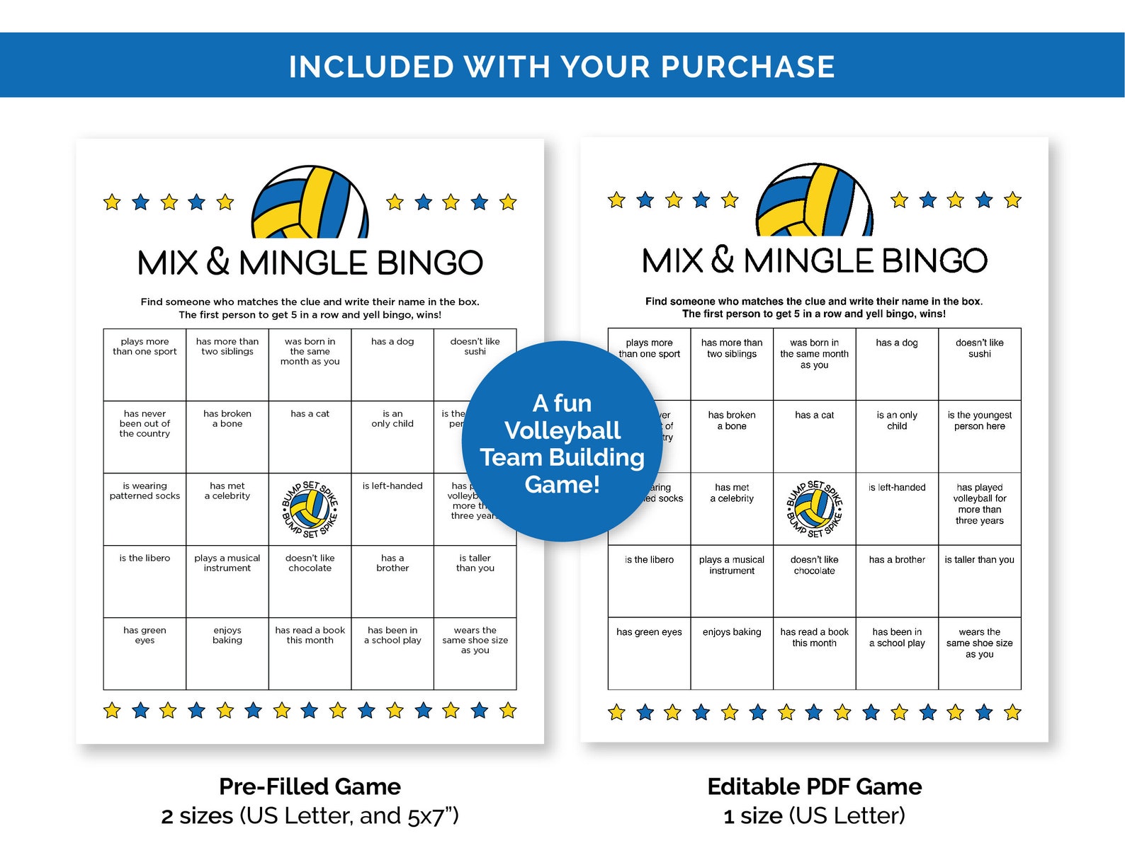 Editable Volleyball Mix & Mingle Bingo, Volleyball Team Building Game ...