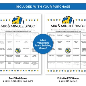 Editable Volleyball Mix & Mingle Bingo, Volleyball Team Building Game ...