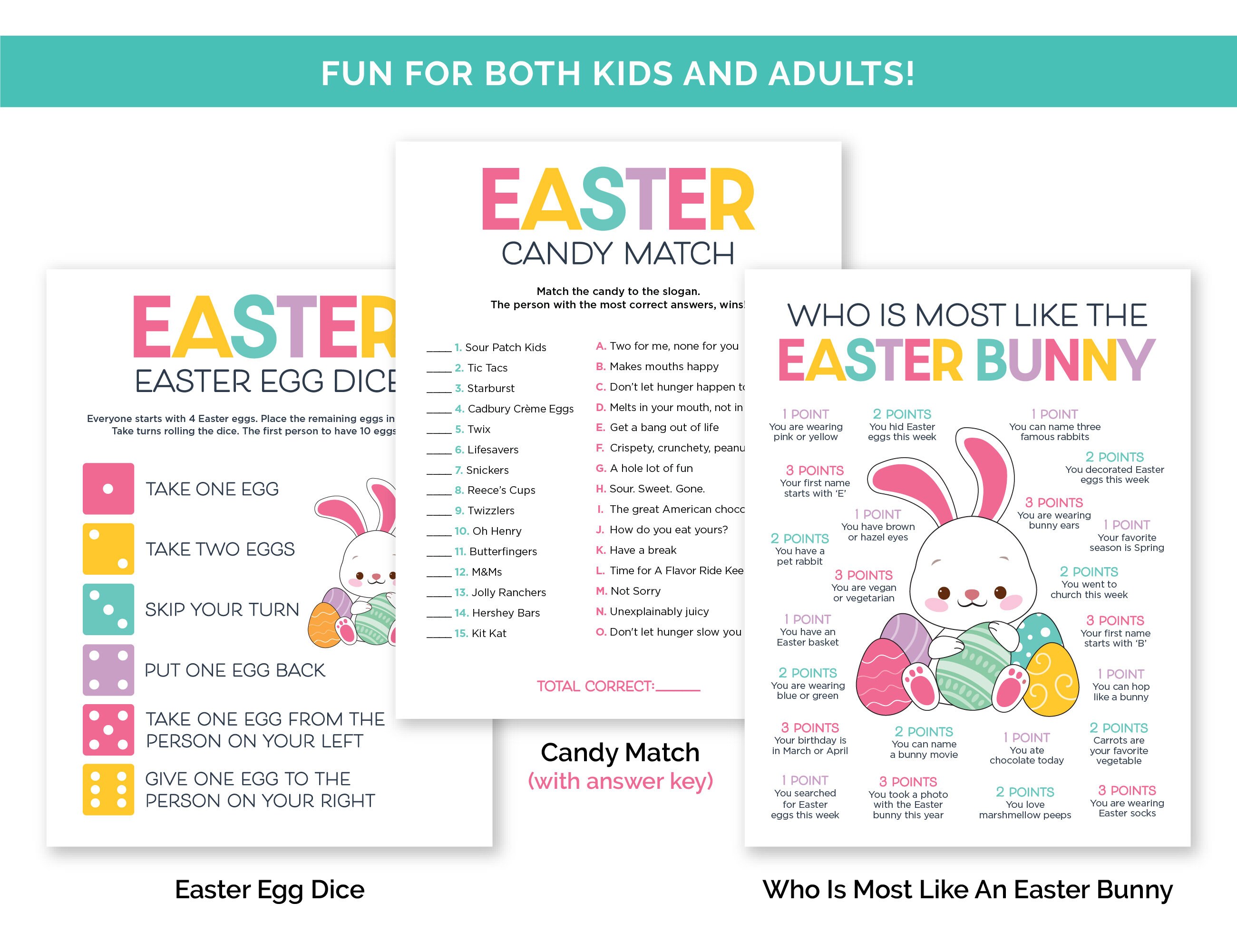 Easter Games Bundle for Adults and Kids, Printable Easter Party Games ...