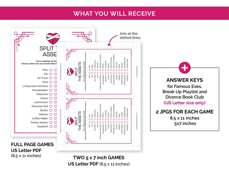 Divorce Party Games, Printable Game Bundle for a Breakup Party, Newly ...