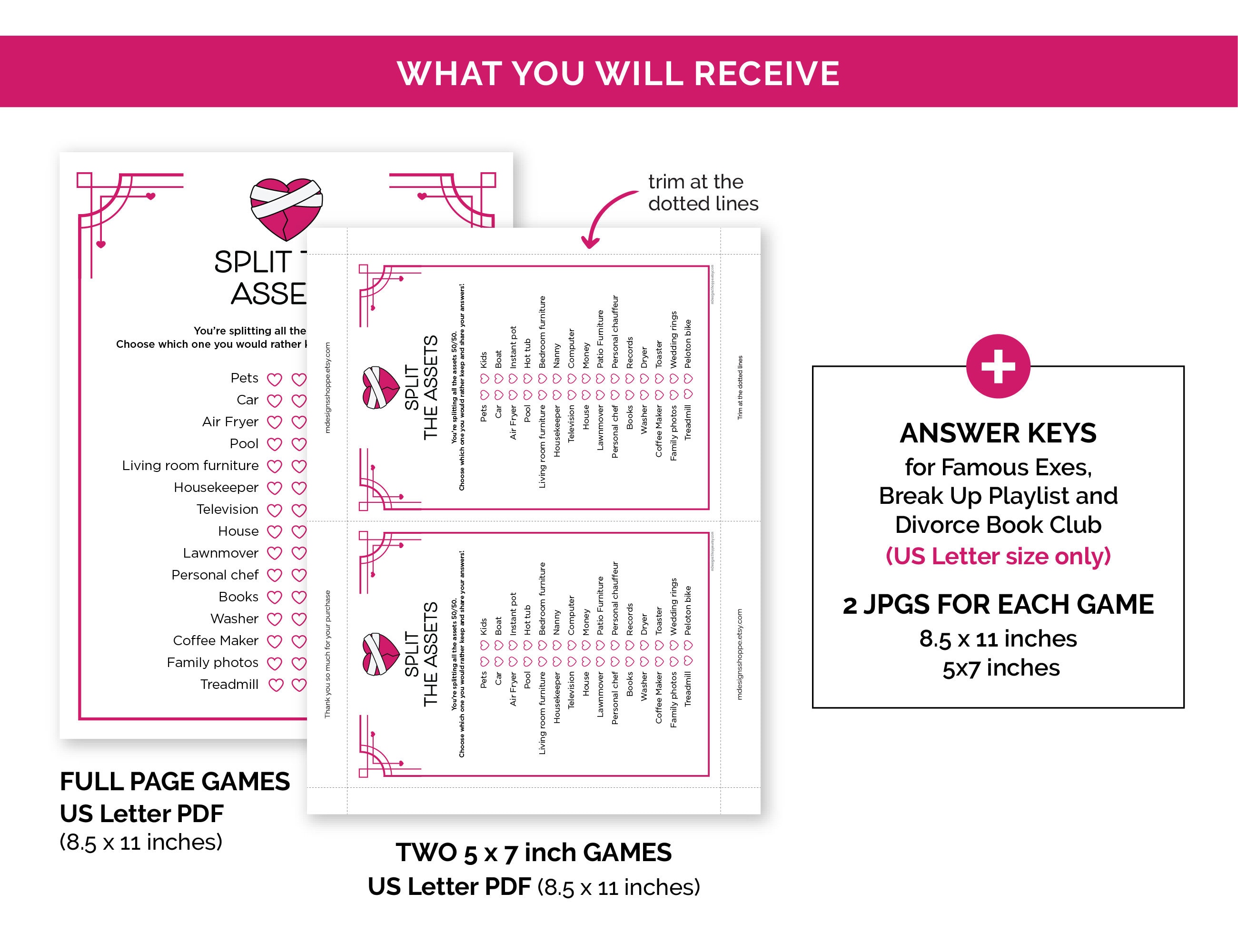 Divorce Party Games, Printable Game Bundle for a Breakup Party, Newly ...