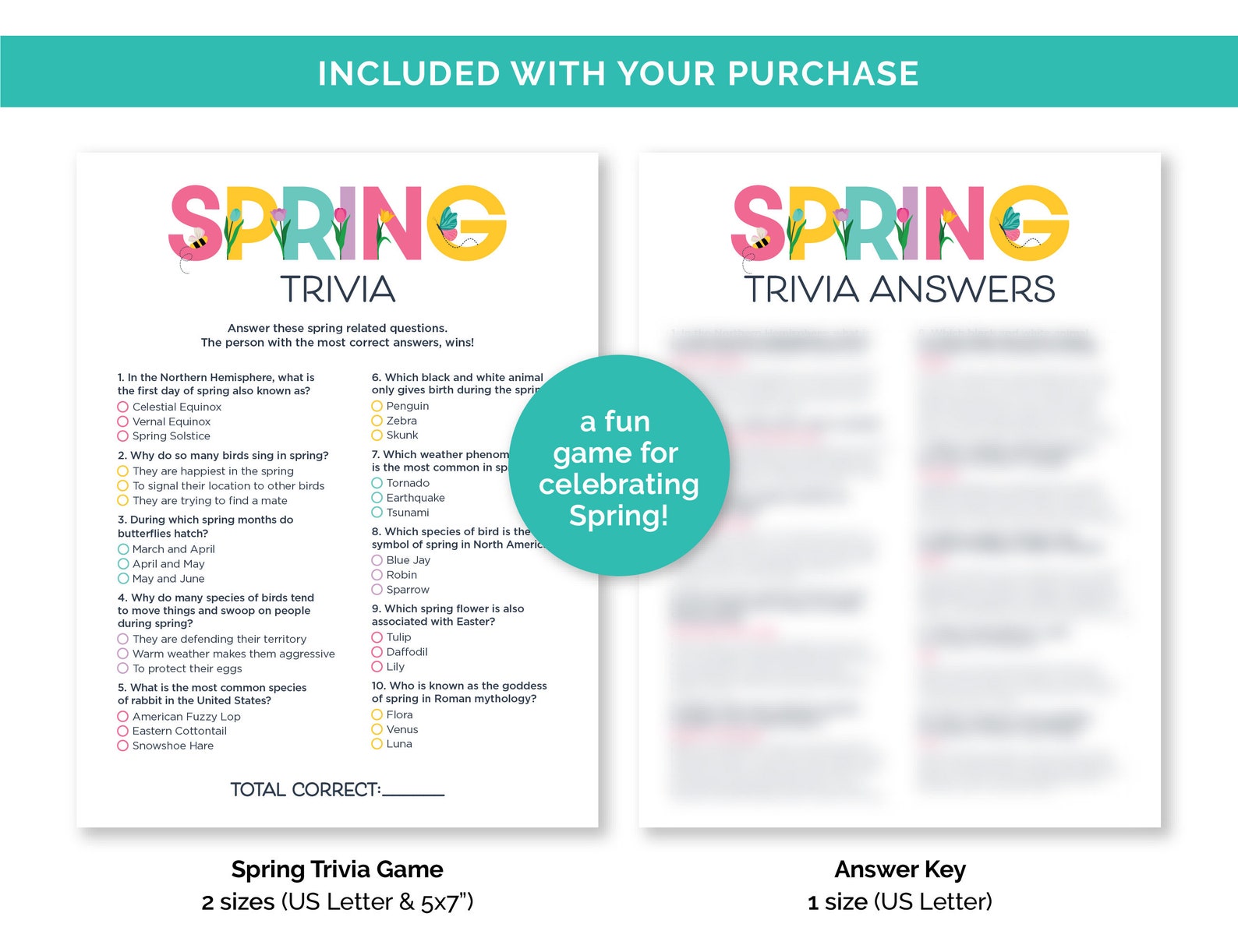 Spring Trivia Game, Printable Spring Quiz With Answers for a Family ...