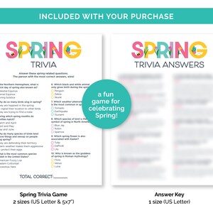 Spring Trivia Game, Printable Spring Quiz With Answers for a Family ...