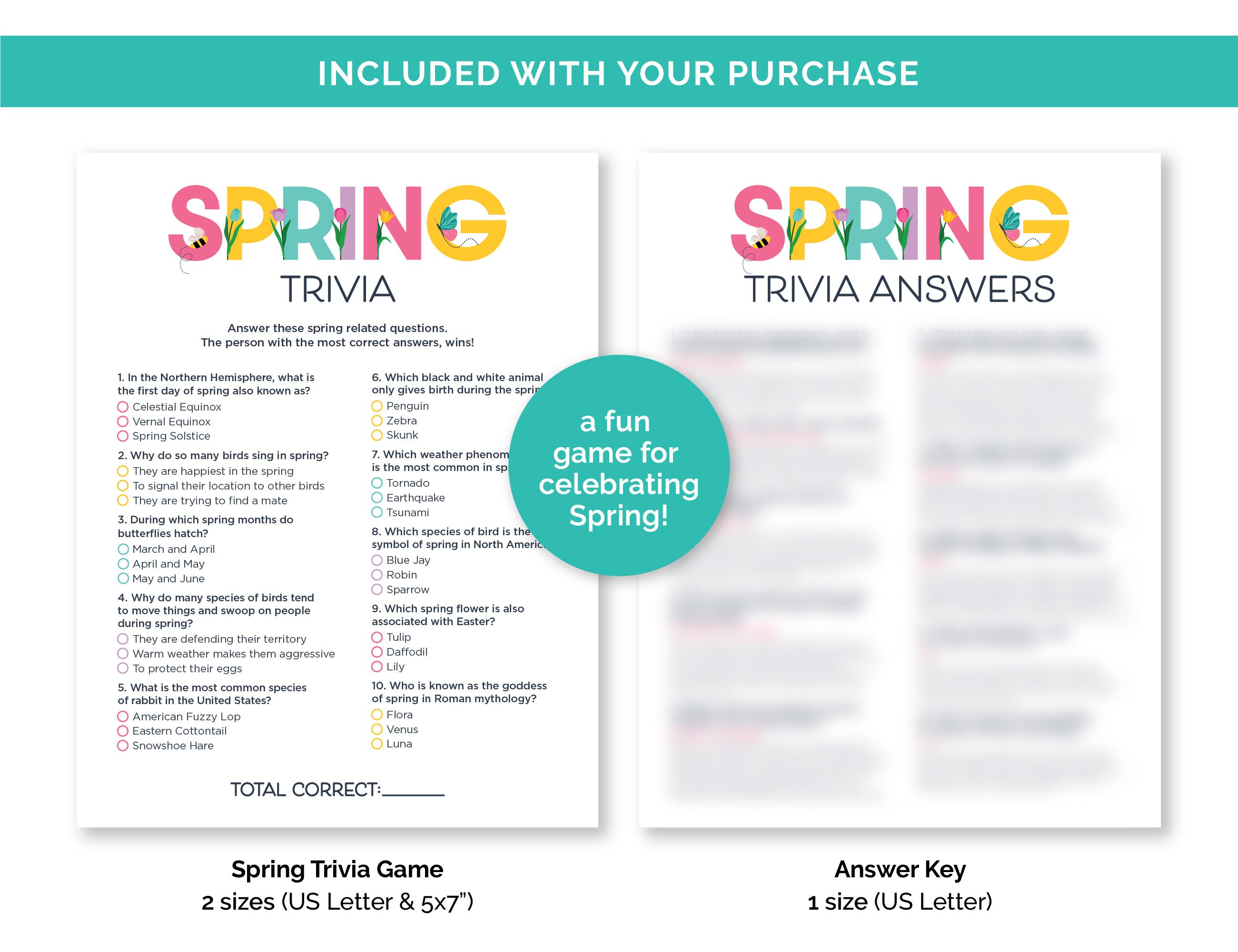 Spring Trivia Game, Printable Spring Quiz With Answers for a Family ...
