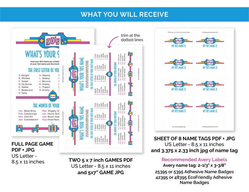 What's Your 90's Name Game, Printable 90's Party Game for Adults and ...