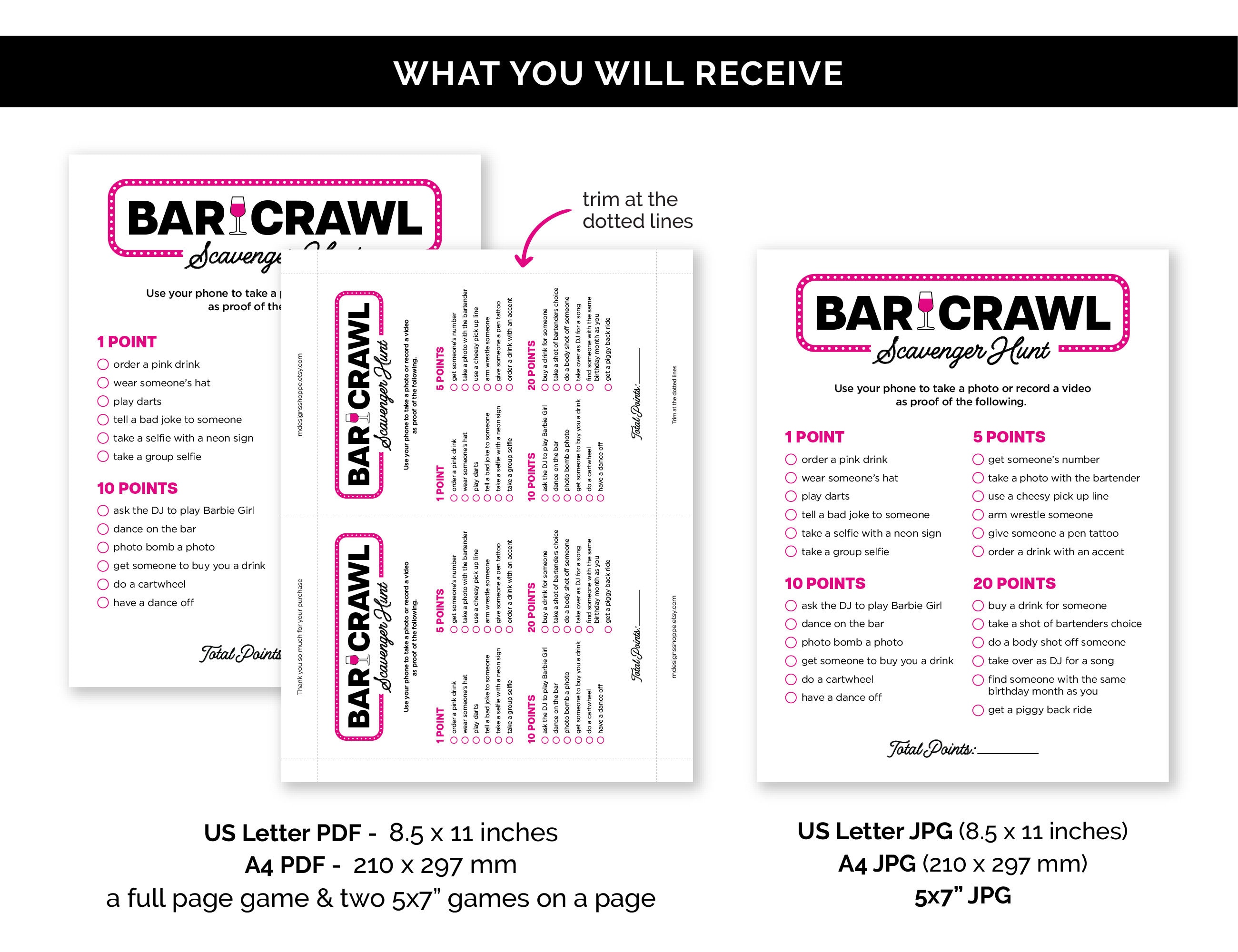Bar Crawl Scavenger Hunt, Printable Bar Hopping Game for a Birthday Bar ...