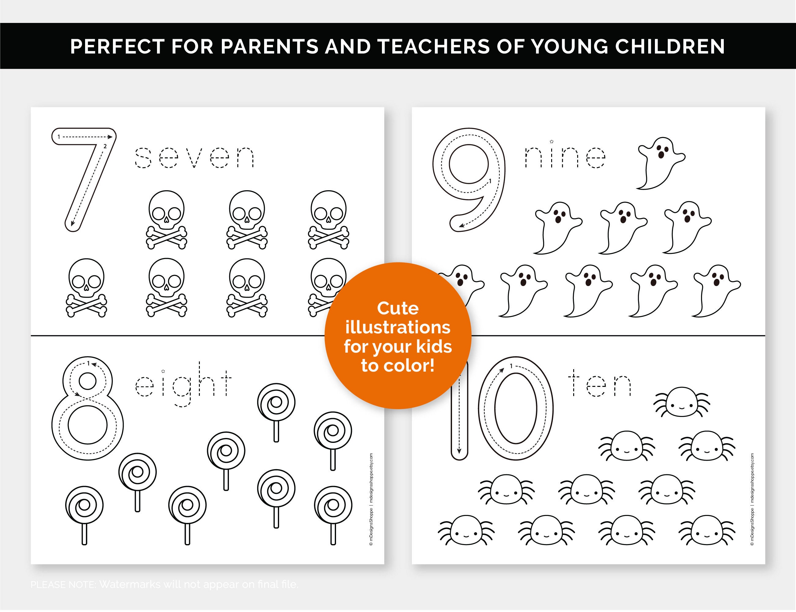 Halloween Worksheets for Kids, Printable Tracing and Coloring ...