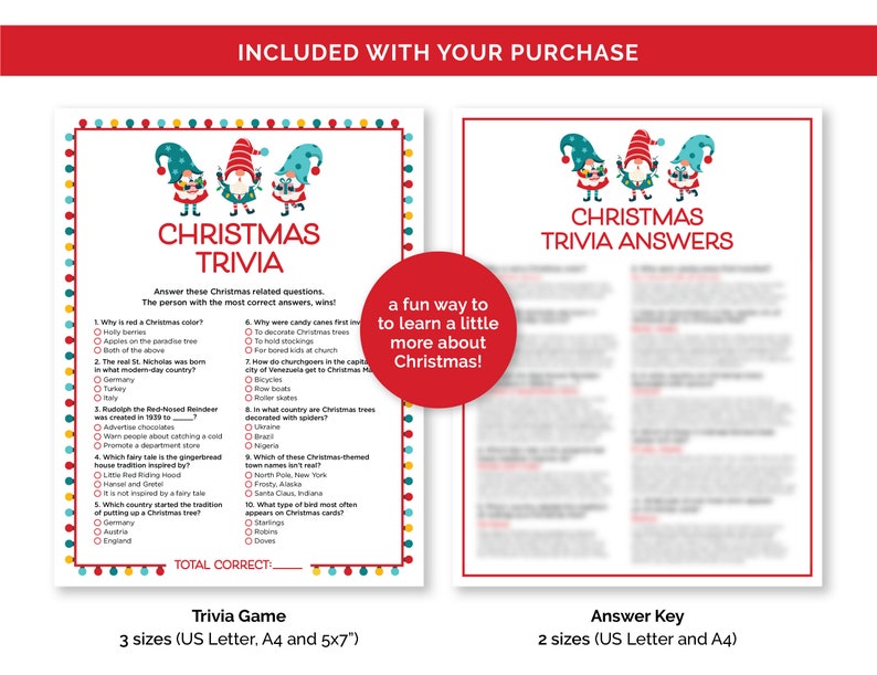 Christmas Trivia Game, Printable Quiz With Answers for a Family or ...