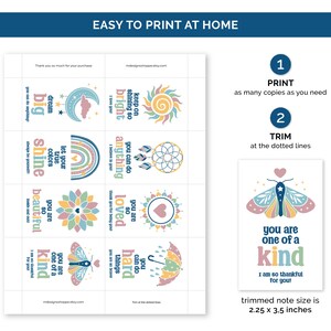 Boho Lunch Box Notes for Kids, Printable Motivational Lunch Notes ...