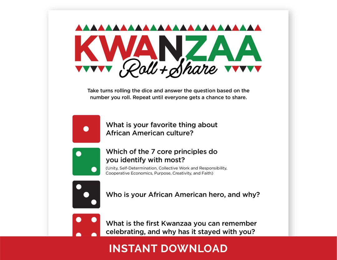 Kwanzaa Roll and Share Dice Game, Printable Game for a Family ...
