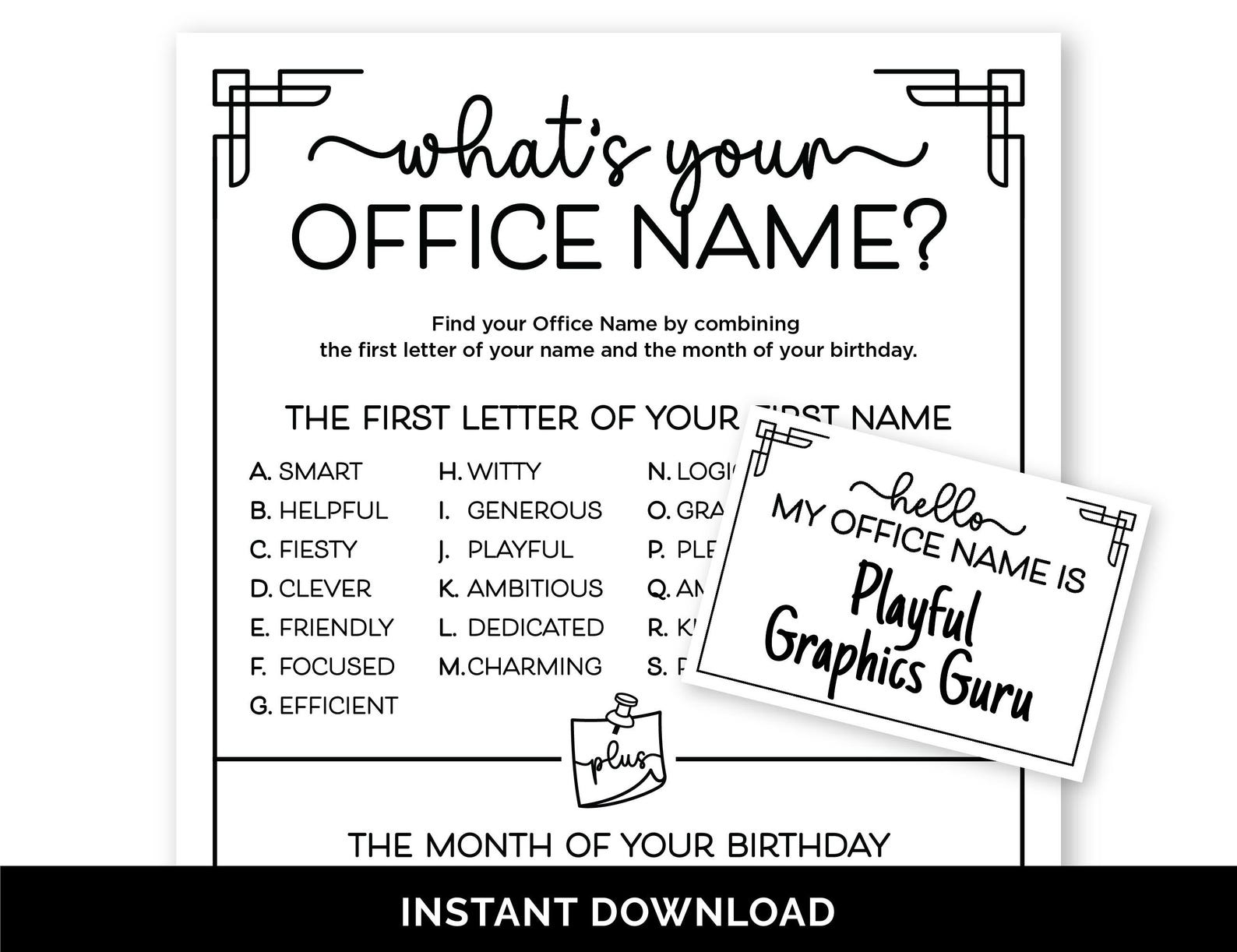 What's Your Office Name, Printable Office Party Icebreaker Game, Name ...