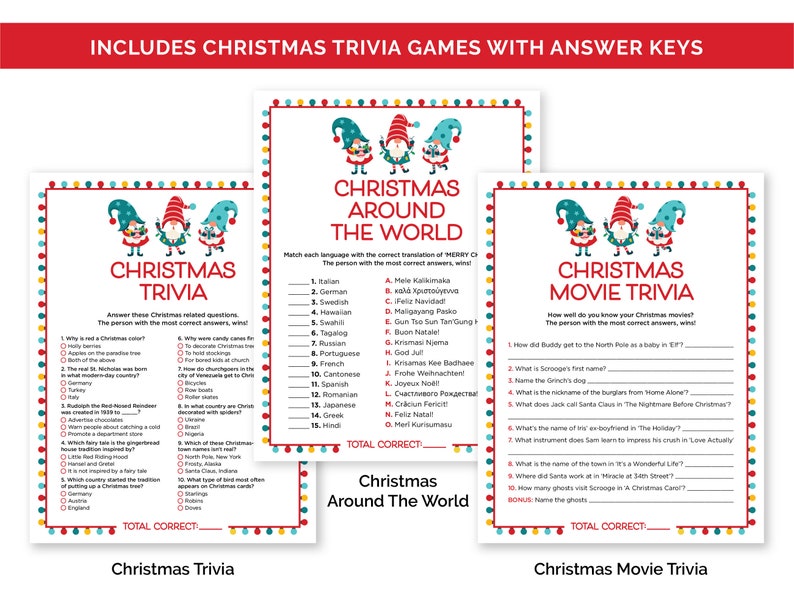 Christmas Games Bundle, Printable Christmas Games for Families, Holiday ...