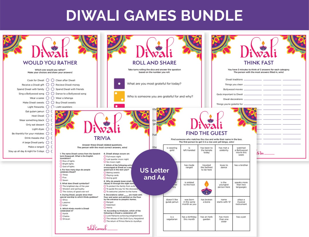 Diwali Party Games for Adults and Kids, Printable Icebreaker Games ...